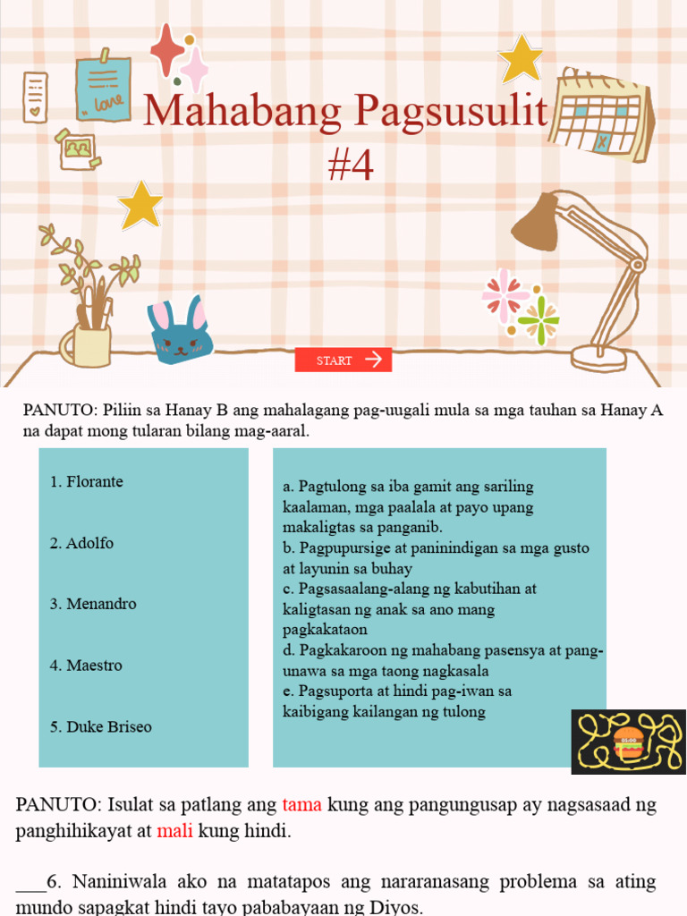 Mahabang Pagsusulit 4 Revised | PDF