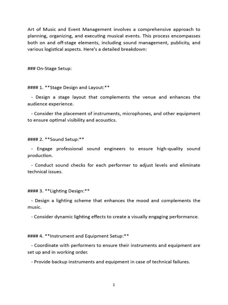 On and Off Stage Setup - English | PDF