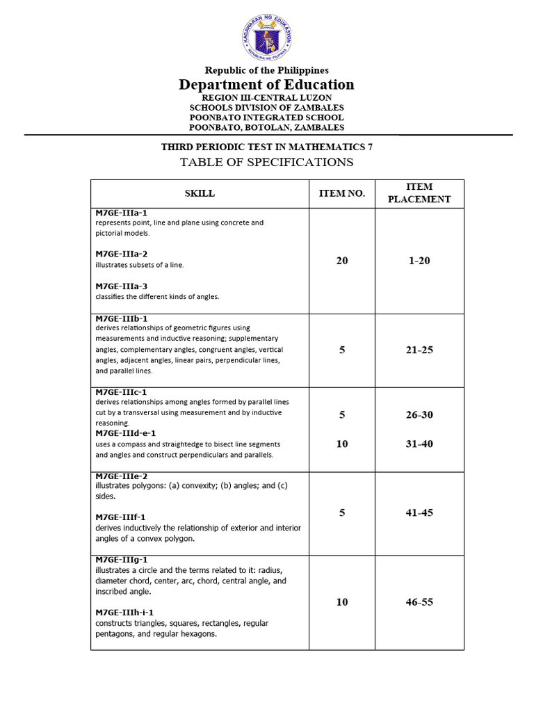 Tos G7 Mathematics | PDF | Angle | Perpendicular