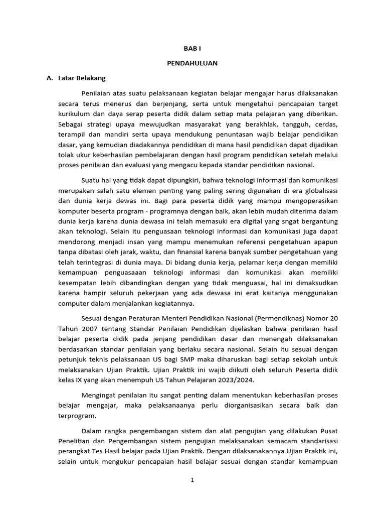 Proposal Ujian Praktik Kls 9 | PDF
