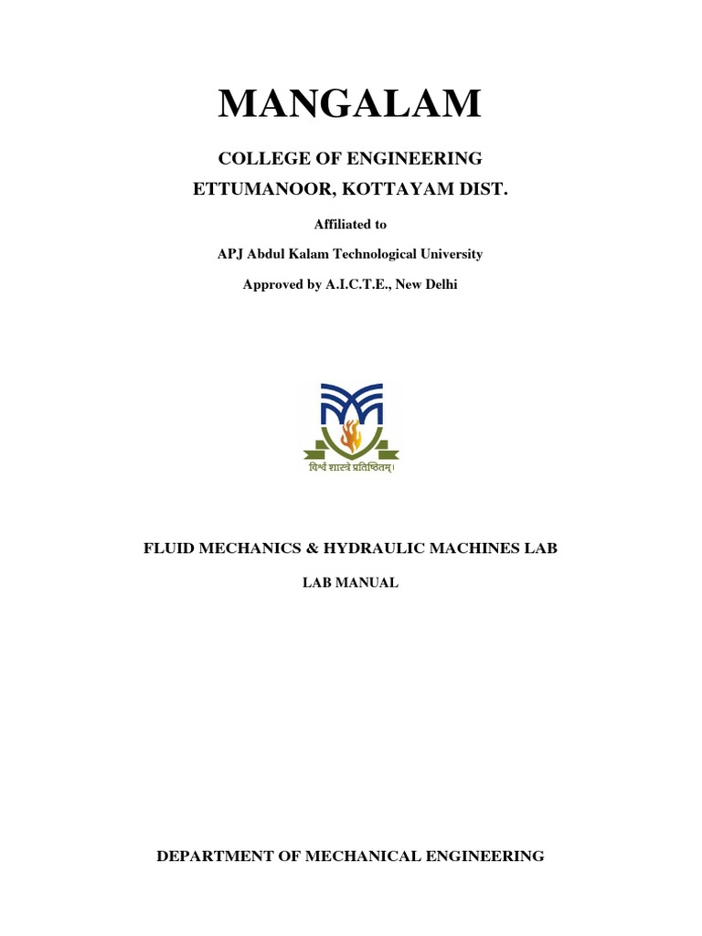 FM&HM Lab Manual For Print | PDF | Flow Measurement | Pressure Measurement