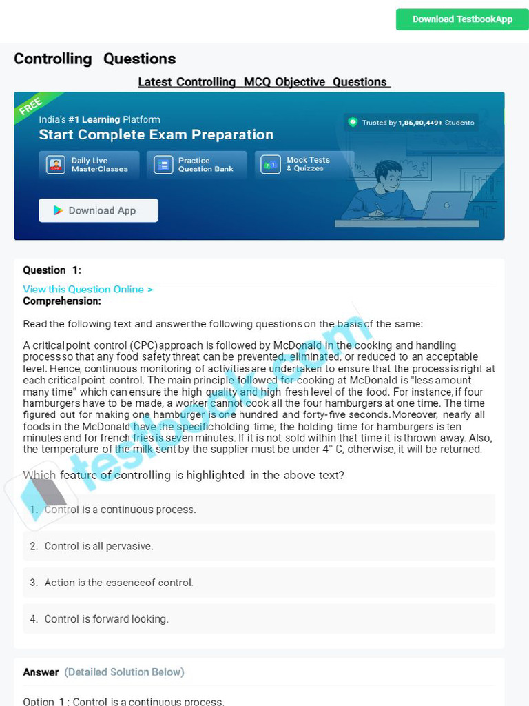 MCQ On Controlling 626f7a89db76e3a5b4321841 | PDF