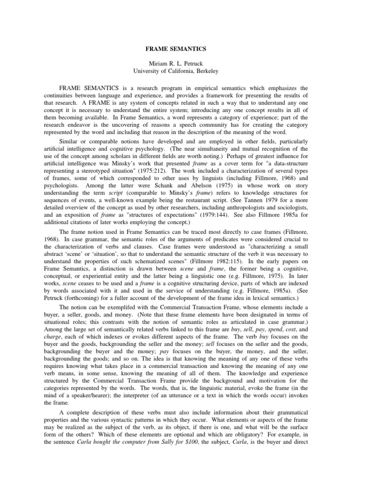 Frames and Semantics | PDF | Semantics | Lexical Semantics