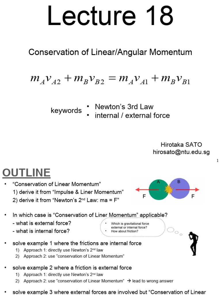 L18 Conservation of Momentum Hirotaka Sato | PDF | Force | Torque