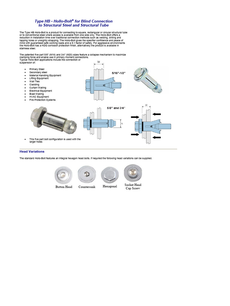 Hollo Bolt Catlog | PDF | Screw | Drill