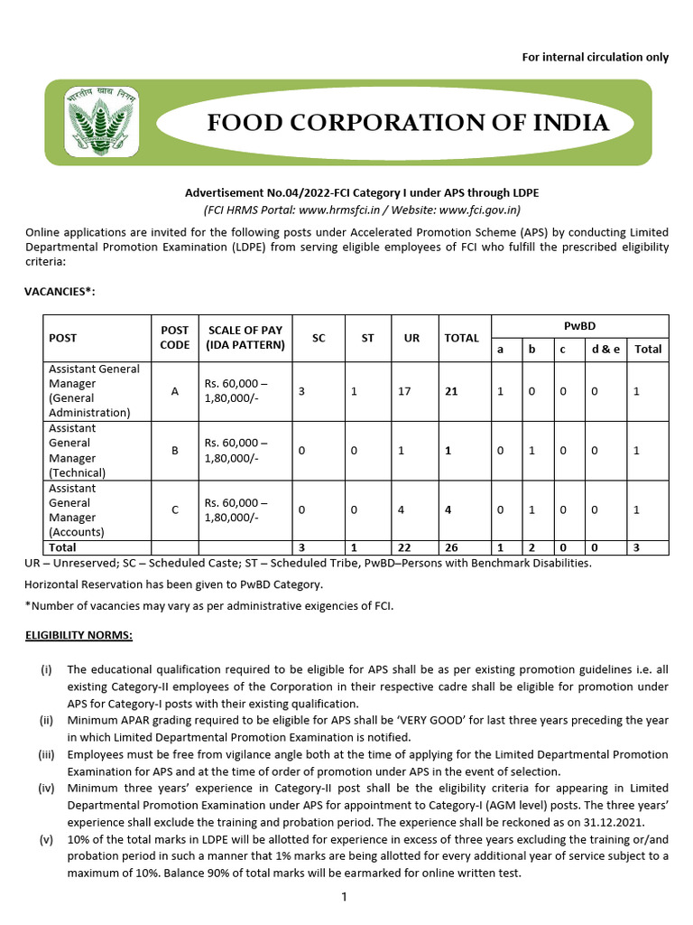 FCI AGM Promotion Exam Notification 2022 | PDF | Image Scanner | Pixel