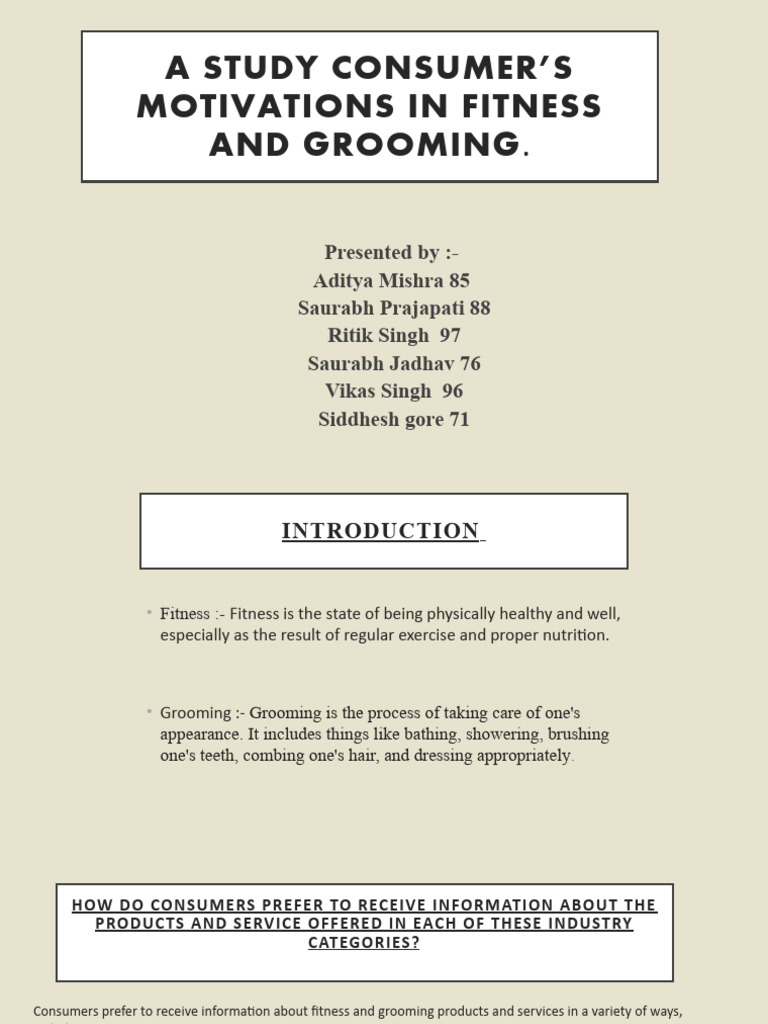 A Study Consumer's Motivations in Fitness and Grooming CB | PDF ...