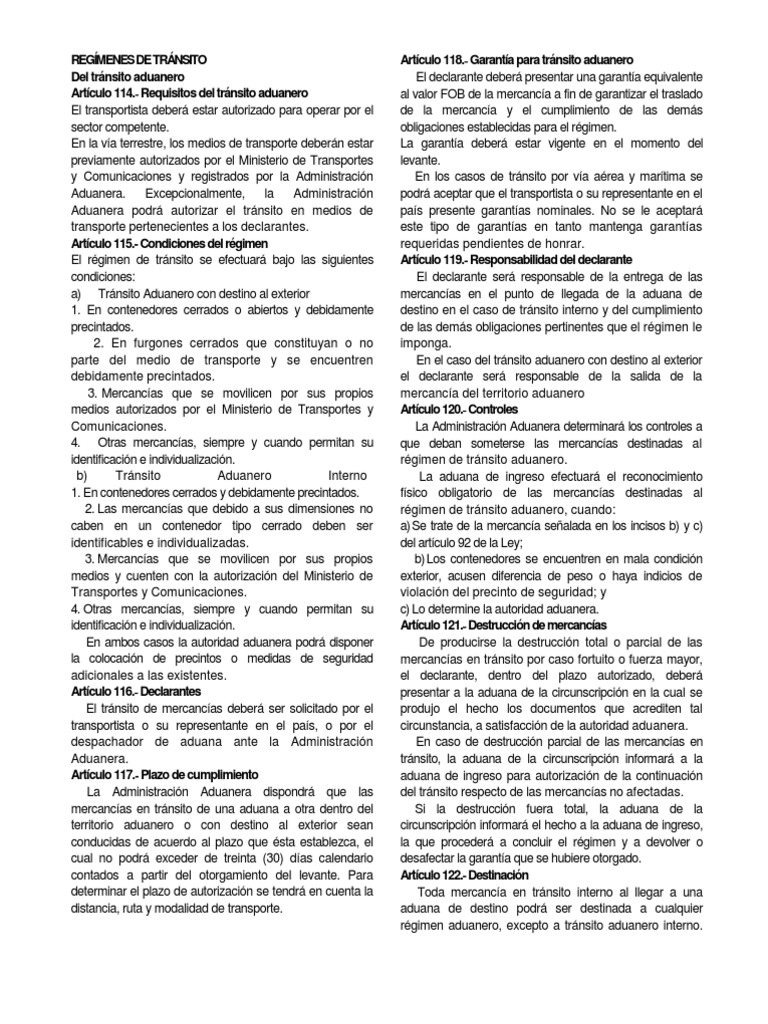 Regímenes de Tránsito | PDF | aduana | Transporte