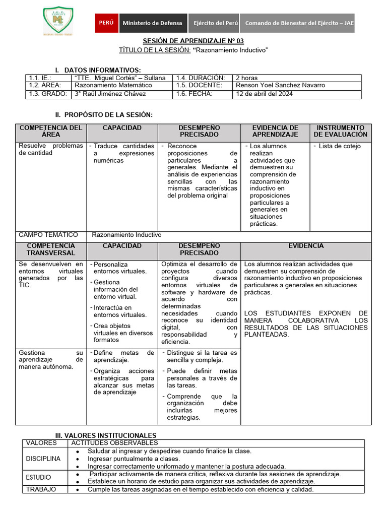 Sesión #3 Razonamiento Inductivo 3 Reprogramación | PDF | Aprendizaje | Evaluación