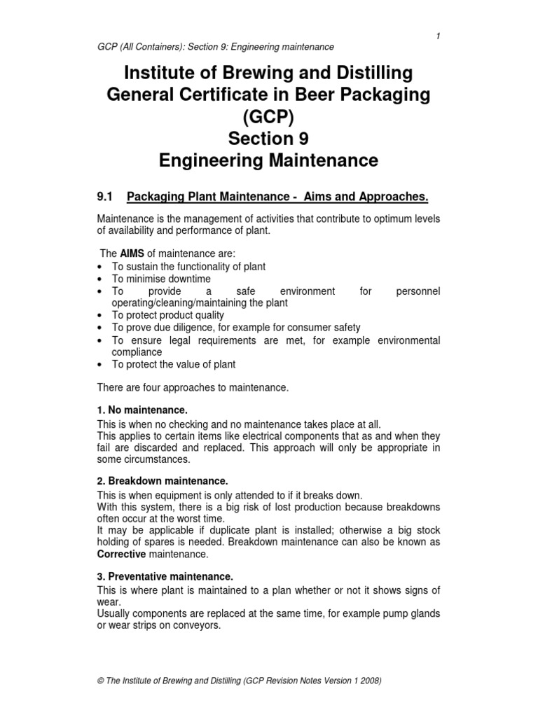 GCP Sect9 EngineeringMaintenance | PDF | Reliability Engineering ...