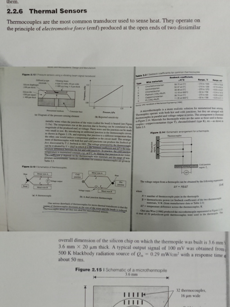 Lecture 11 (Mems) Thermal Sensors | PDF | Thermocouple | Physical Chemistry