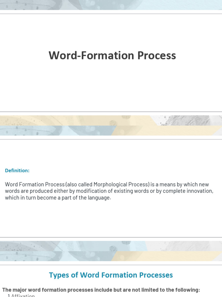 Word Formation Processes | PDF | Morphology (Linguistics) | Word