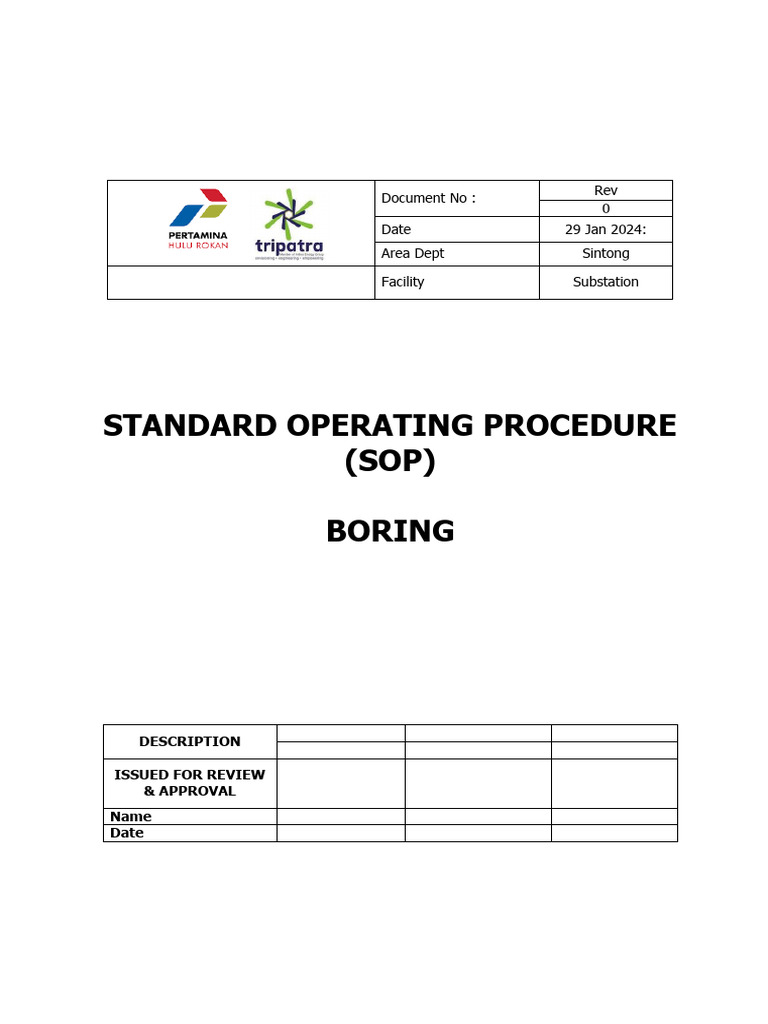 SOP BORING (Sintong) | PDF