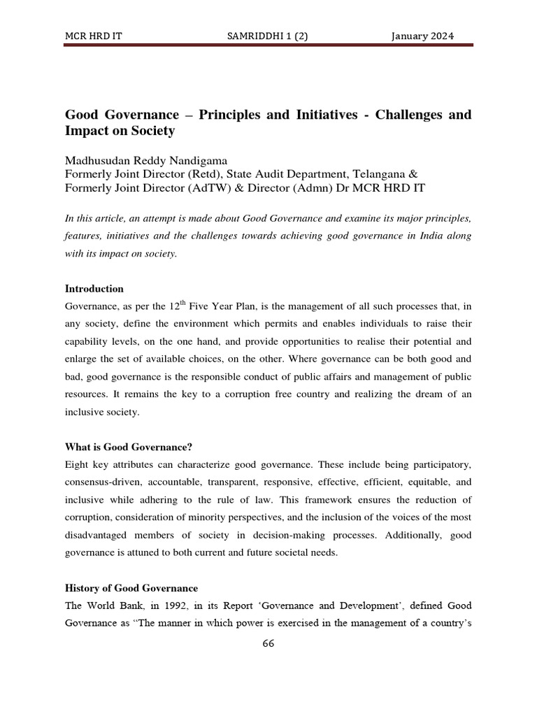 6.Good Governance pdf | PDF | Governance | Good Governance