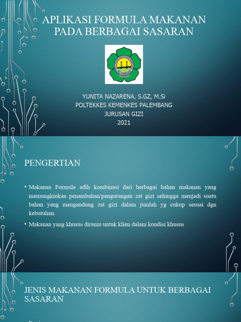 Aplikasi Formula Makanan Pada Berbagai Sasaran | PDF