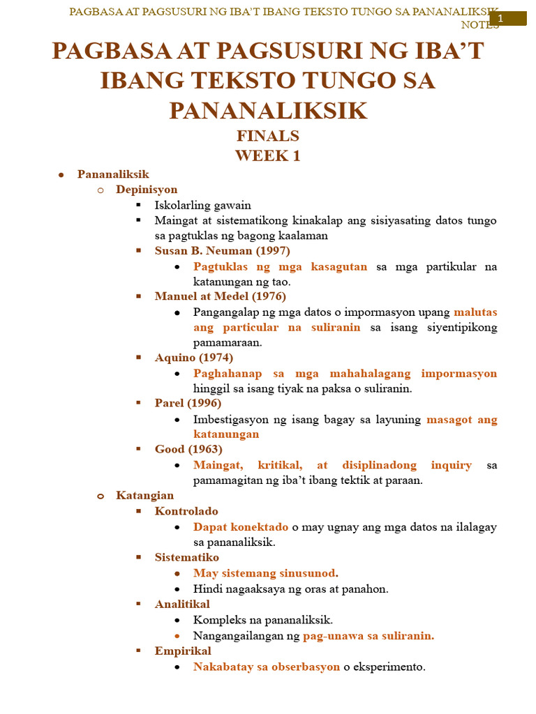 Pagbasa Midterms | PDF