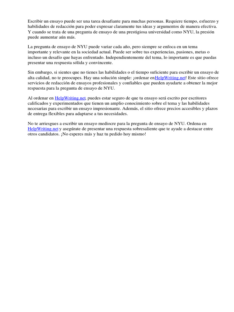 Pregunta de Ensayo de Nyu | PDF | Writing | Written Communication