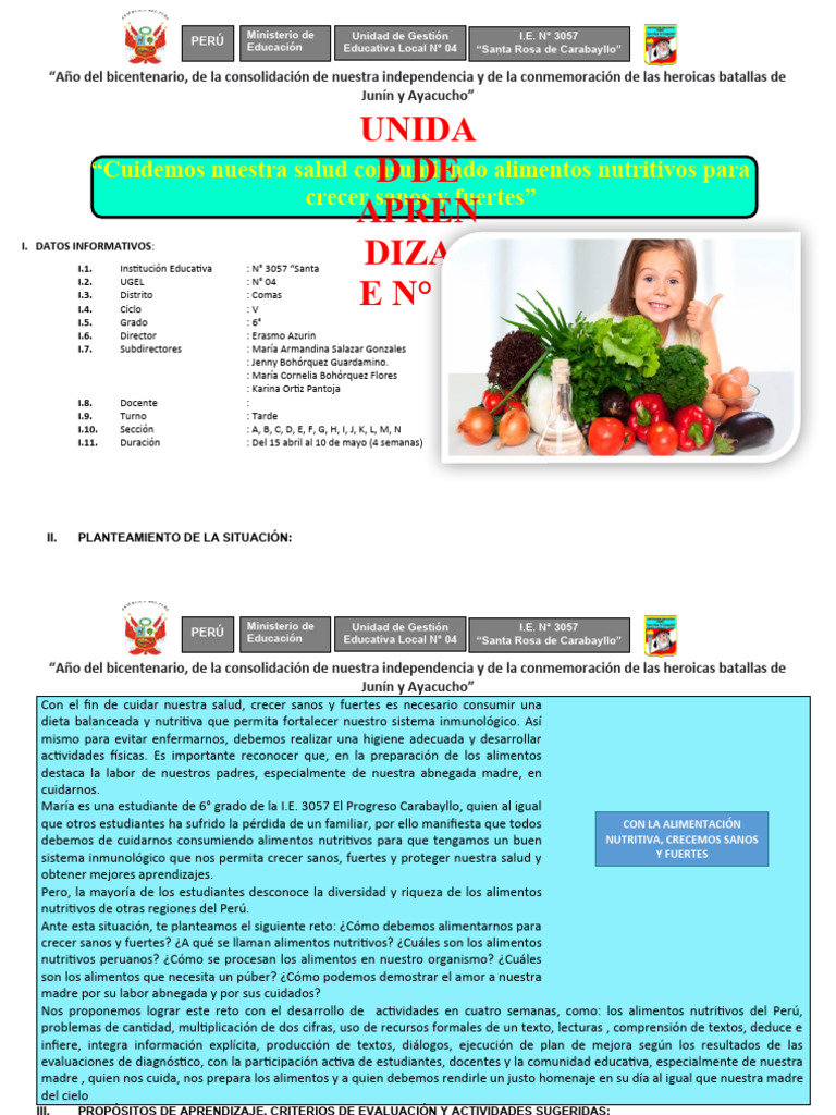 Alimentación Nutritiva para Crecer Sanos | PDF | Aprendizaje | Nutrición