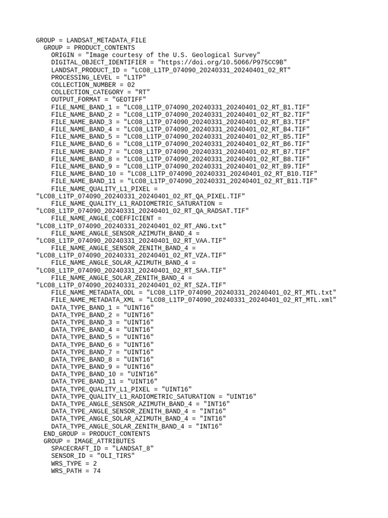 LC08 L1TP 074090 20240331 20240401 02 RT MTL | PDF | Data | Navigation