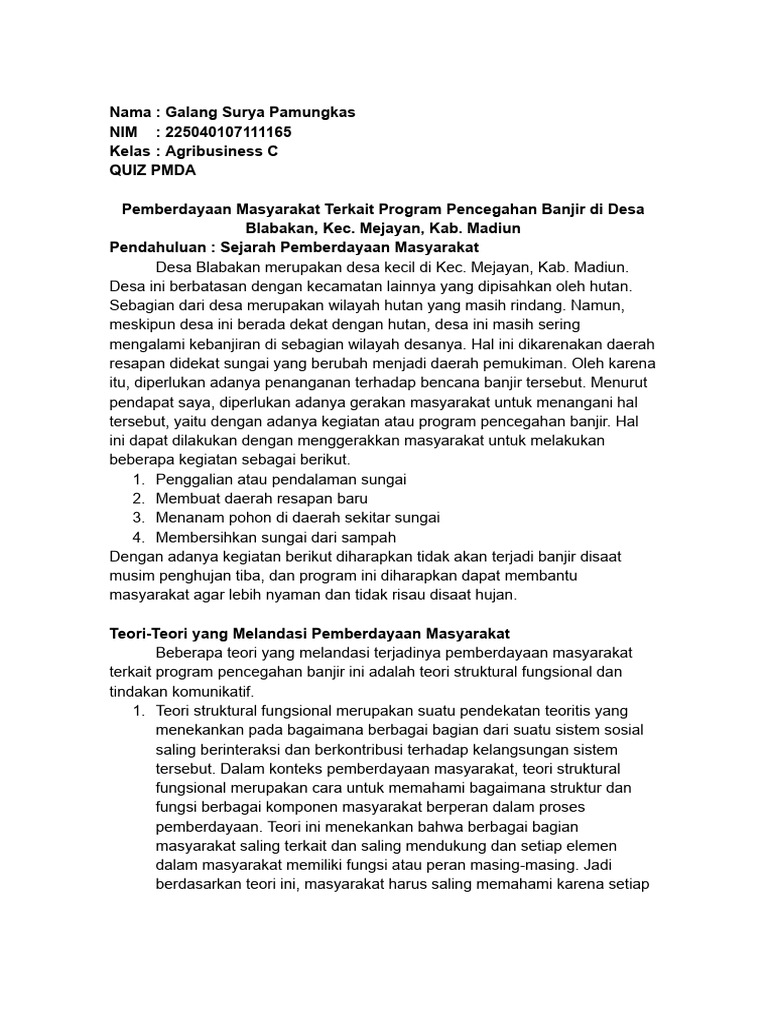 Galang Surya Pamungkas 225040107111165 QUIZ PMDA | PDF