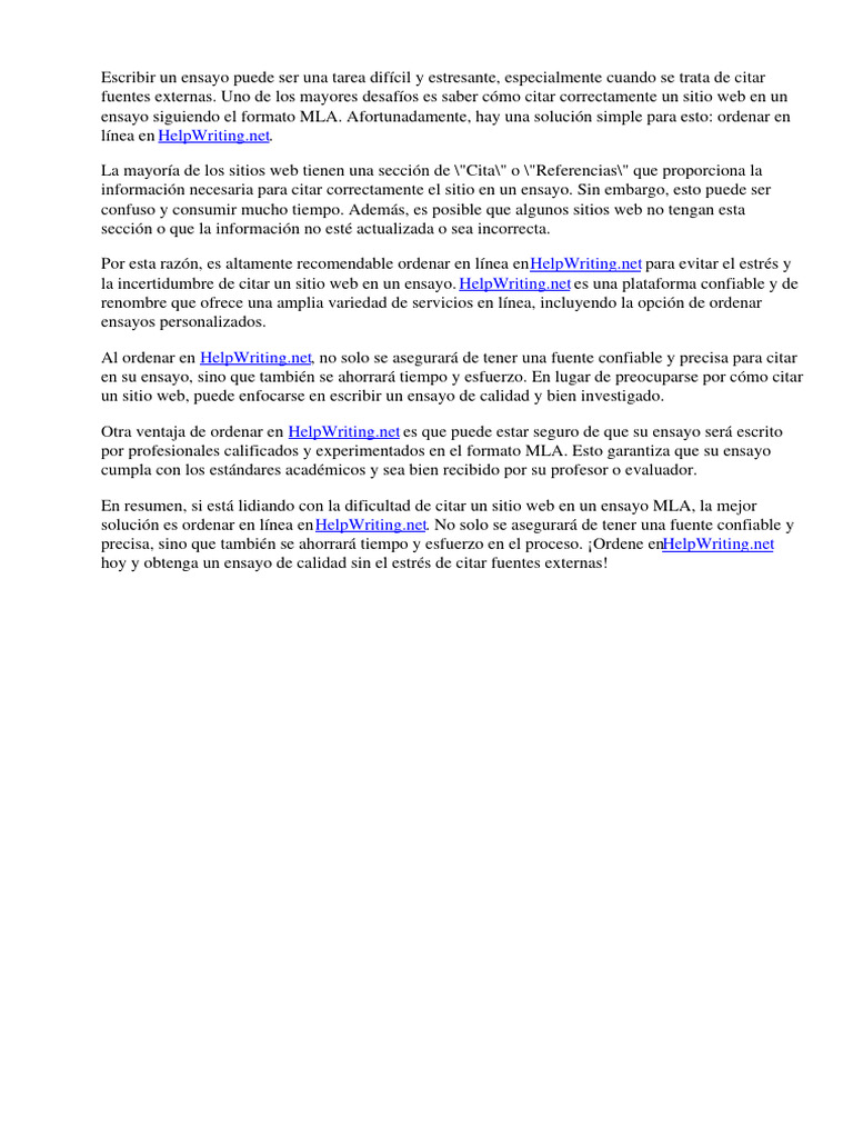 Cómo Citar Un Sitio Web en Un Ensayo Mla | PDF | Ensayos