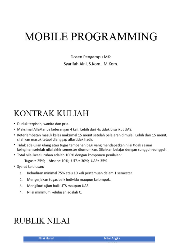 Pertemuan 1 - Pengenalan Mobile Programming | PDF