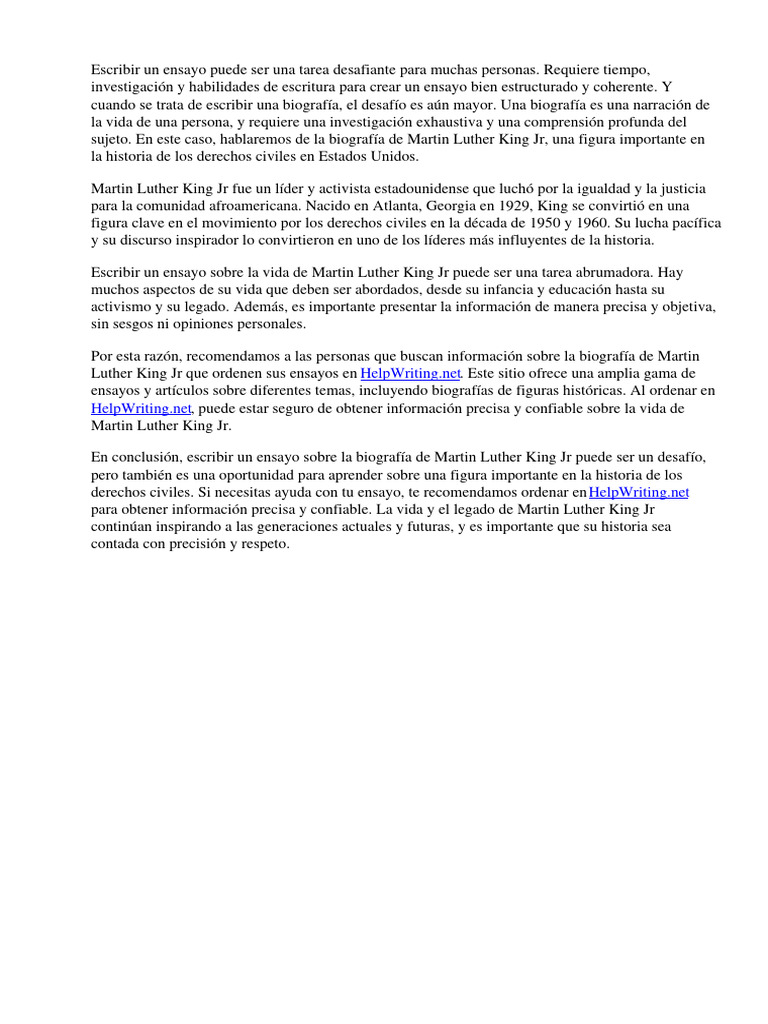 Biografía de Martin Luther King Jr | PDF | March On Washington For Jobs ...