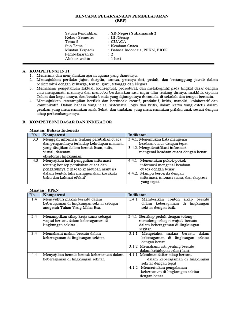 RPP Kelas 3 T5.1.2 | PDF