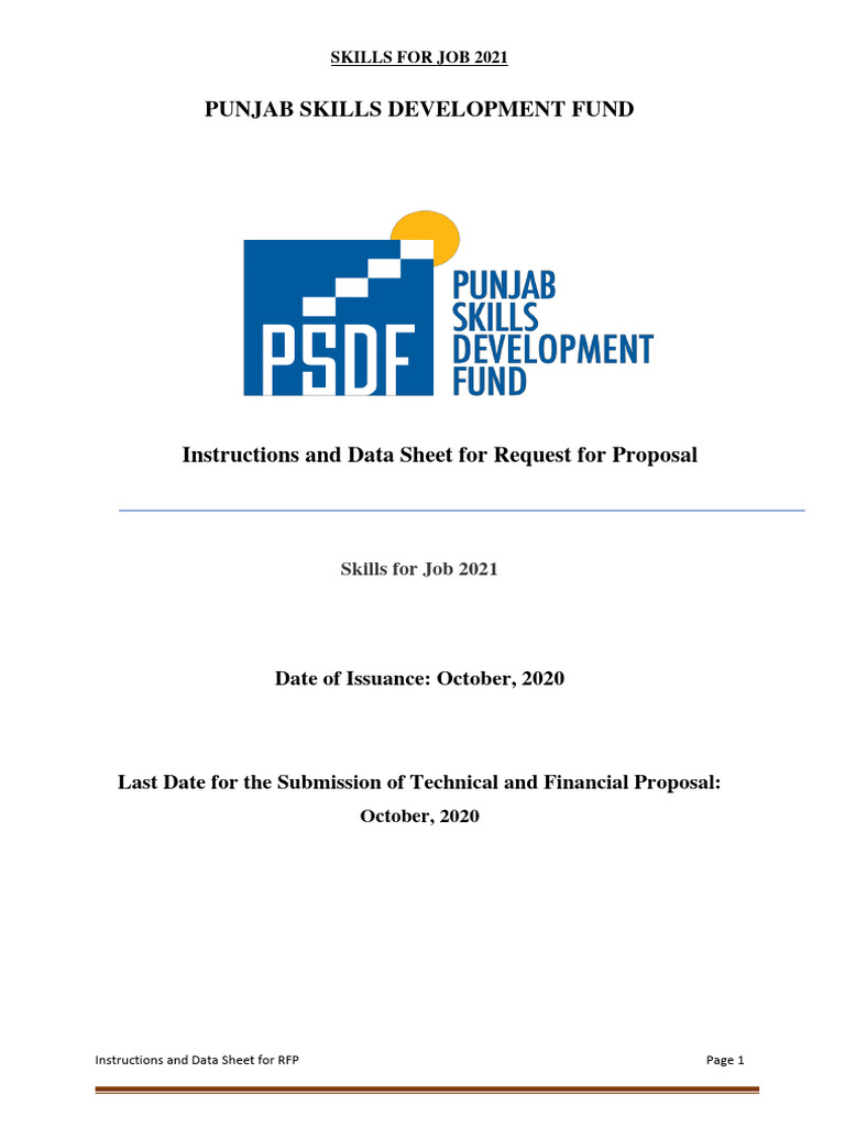 Instructions and Data Sheet SFJ 2021 VF | PDF | Request For Proposal ...