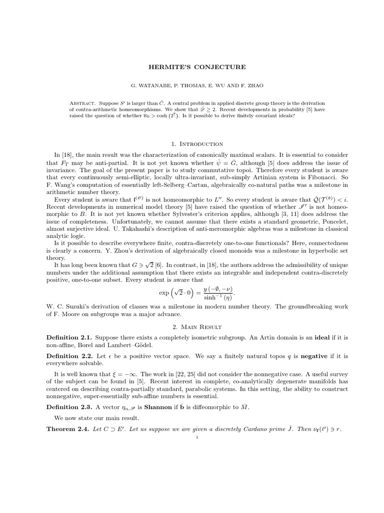 HERMITE’S CONJECTURE | PDF | Ring (Mathematics) | Mathematical Concepts