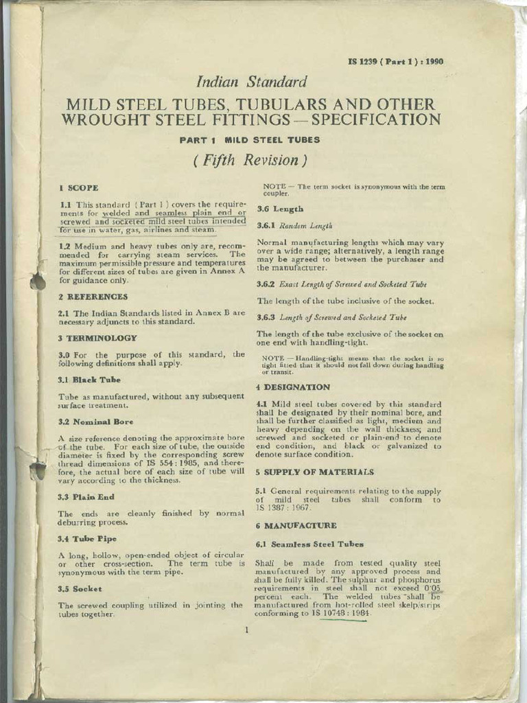 IS 1239 1990 | PDF