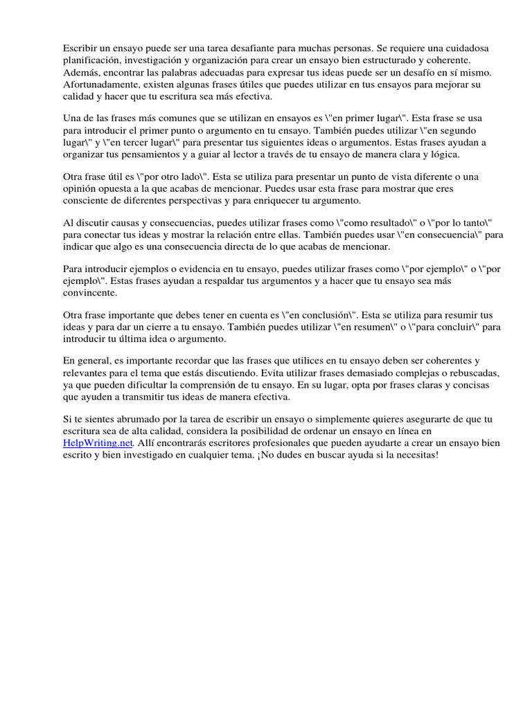 Frases Clave para Ensayos Efectivos | PDF | Ensayos | Argumento