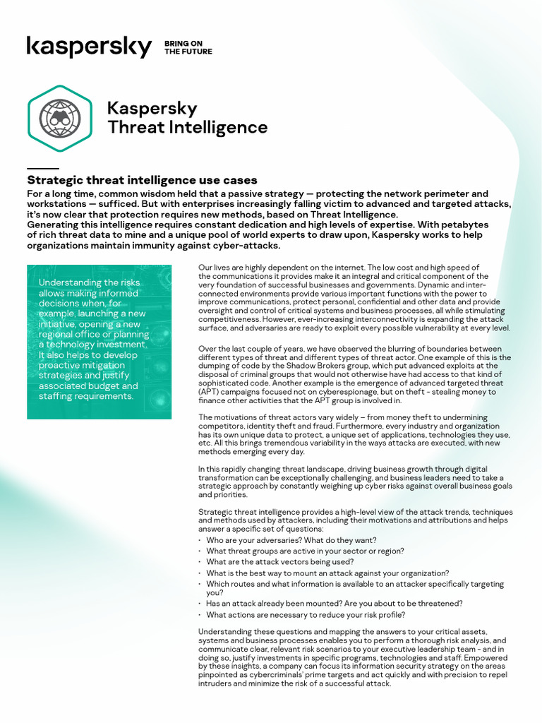 Strategic Threat Intelligence | PDF | Security | Computer Security