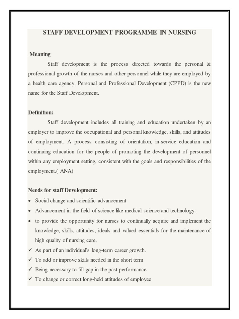 Nursing Staff Development Program Guide | PDF | Nursing | Learning