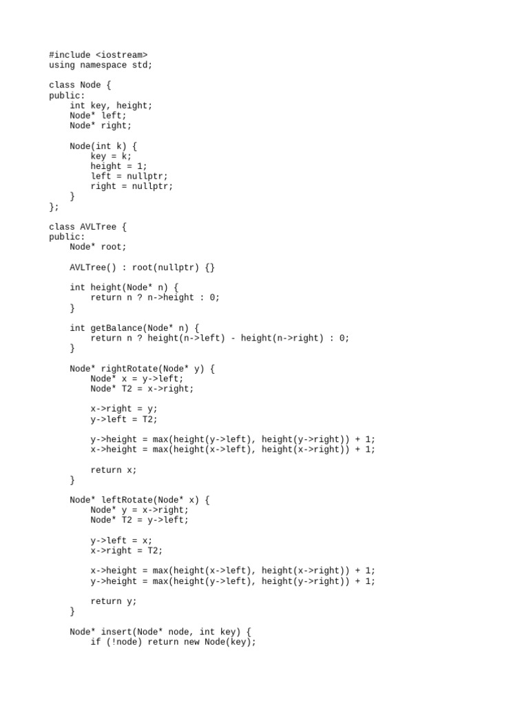 Avl Tree Cpp Pdf Algorithms And Data Structures Computer Programming 3404