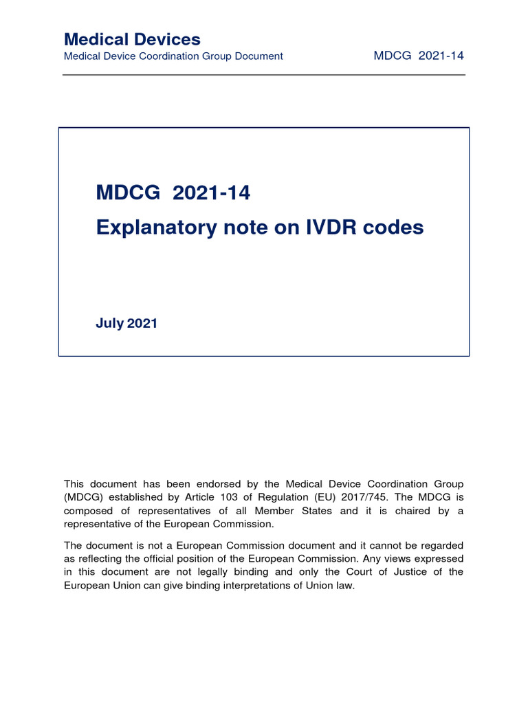 MD MDCG 2021-14-Guidance-Ivdr-Codes en 0 | PDF | Infection | Genetic Disorder