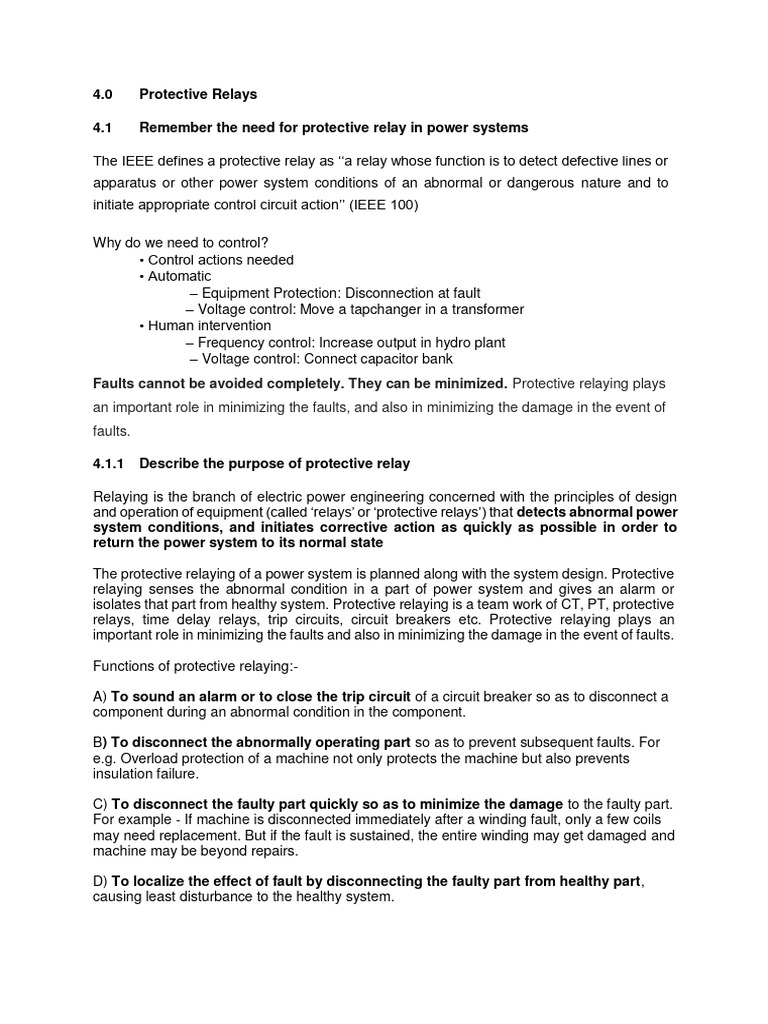 Types and Functions of Protective Relays | PDF | Relay | Amplifier