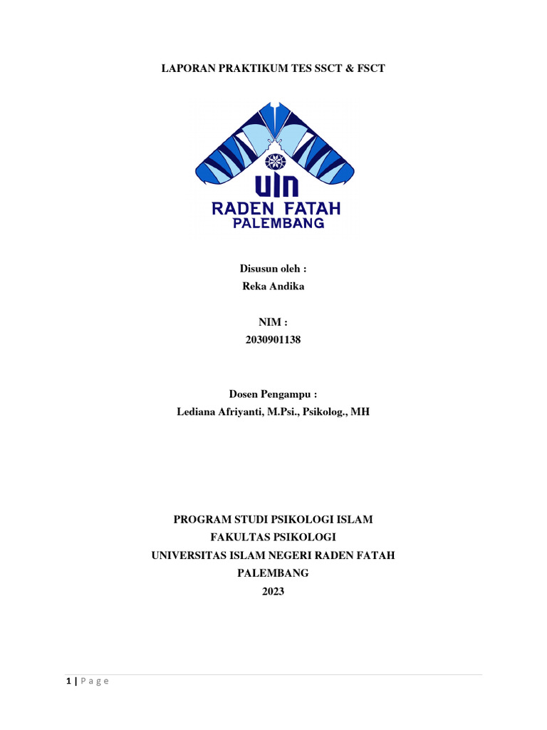Laporan Praktikum Tes SSCT & FSCT | PDF