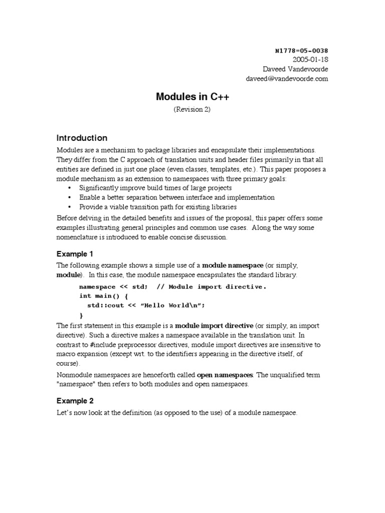 Modules in C++: Example 1 Module) - in This Case, The Module Namespace ...