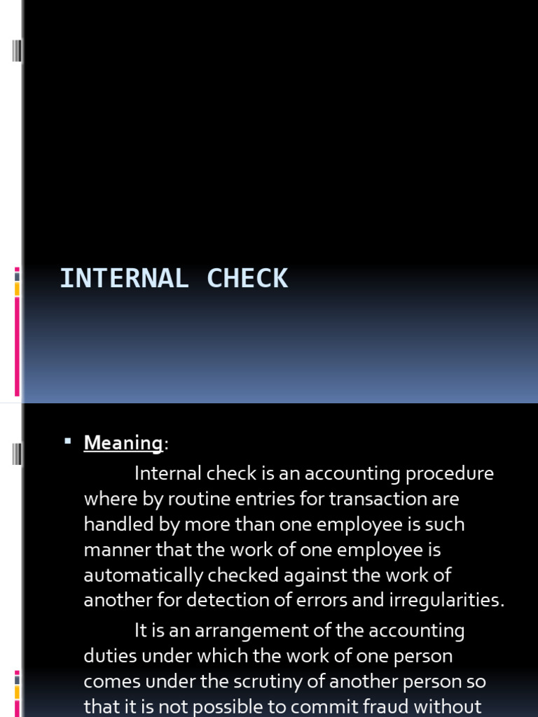Internal Check | PDF | Banks | Money