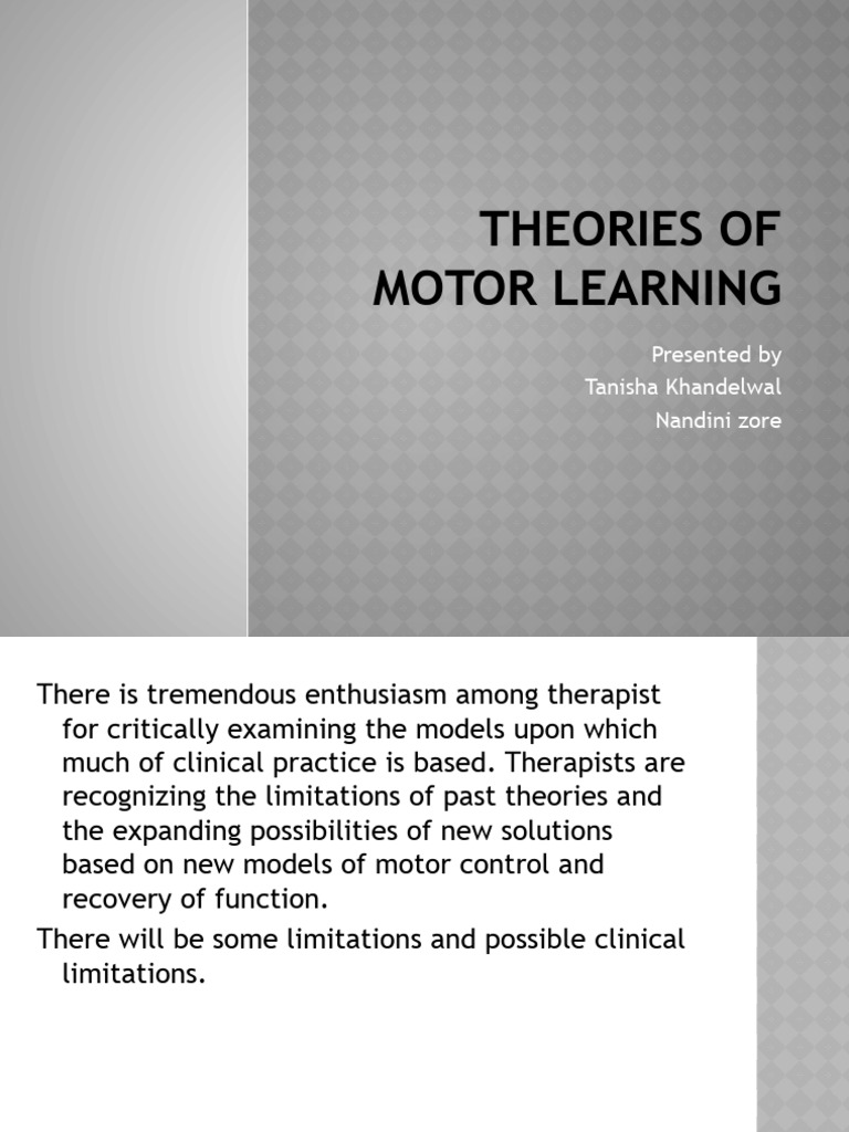 Theories of Motor Learning | PDF | Motor Control | System