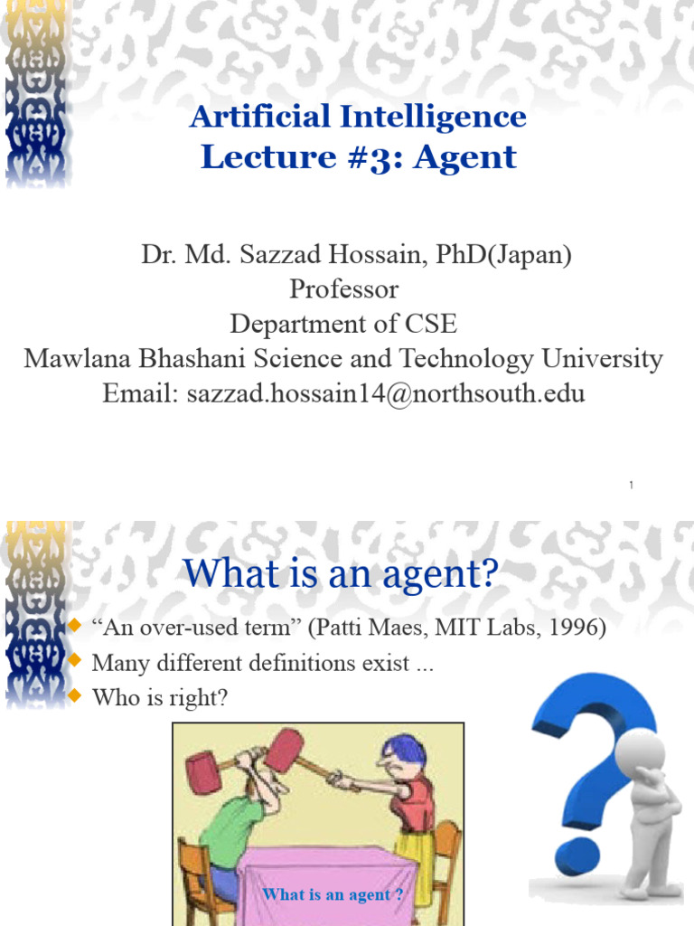 CSE440 Lect 3 Agent | PDF | Rationality | Intention