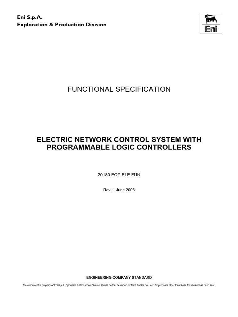 Functional Specification: Electric Network Control System With Programmable Logic Controllers ...