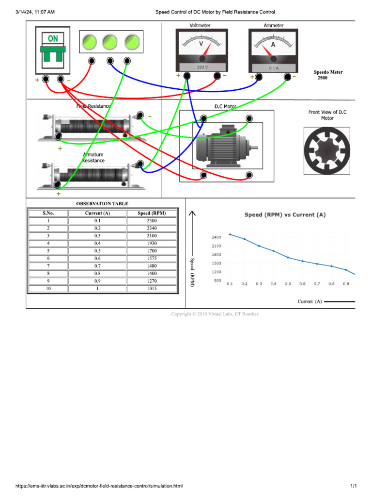 Speed Control DC Motor by Field Resistence | PDF