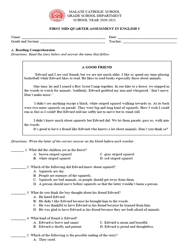 ENG 3 - 1st Mid-Quarter Assessment | PDF | Linguistics
