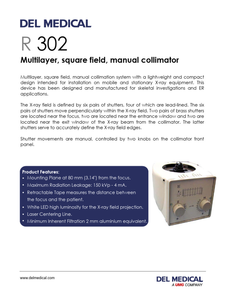 Multilayer, Square Field, Manual Collimator: Product Features: Product ...