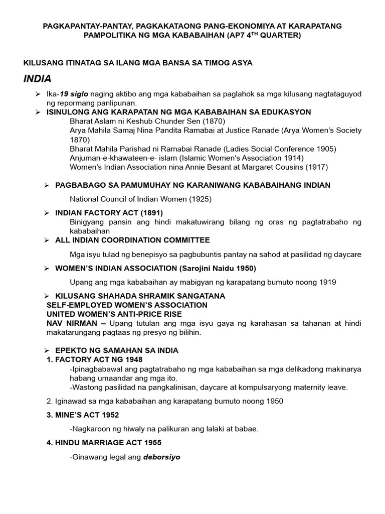 AP 7 Notes Modyul 5 4th Quarter | PDF