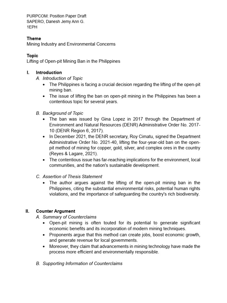 Position Paper Draft | PDF | Mining | Sustainability