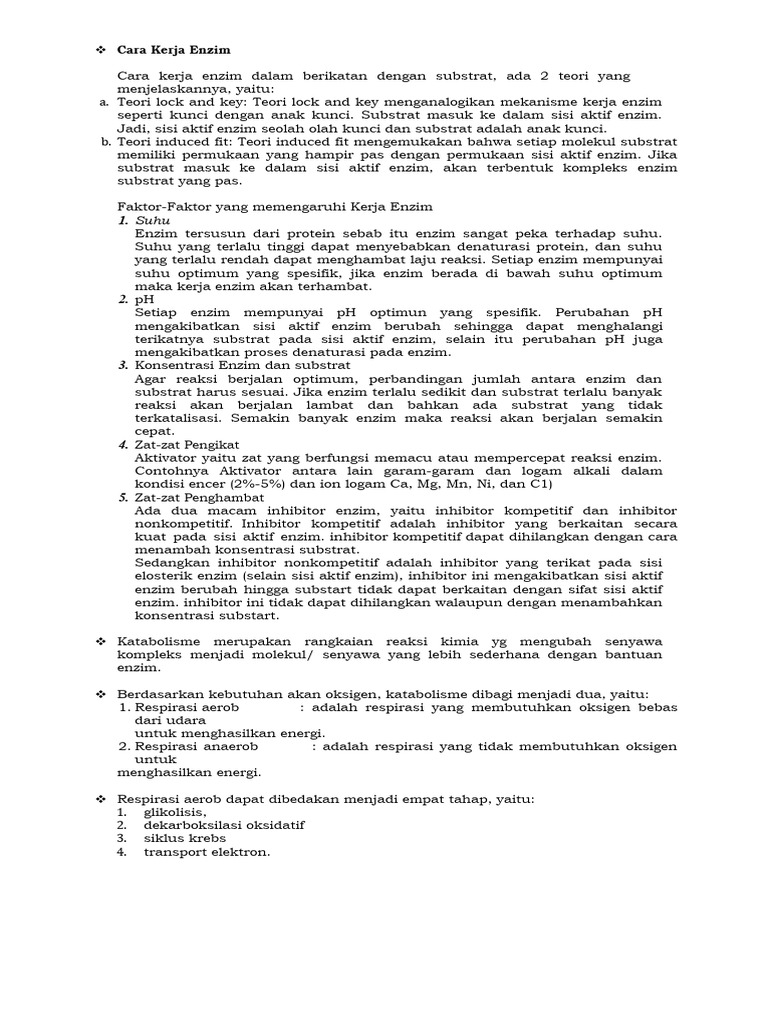 Cara Kerja Enzim | PDF