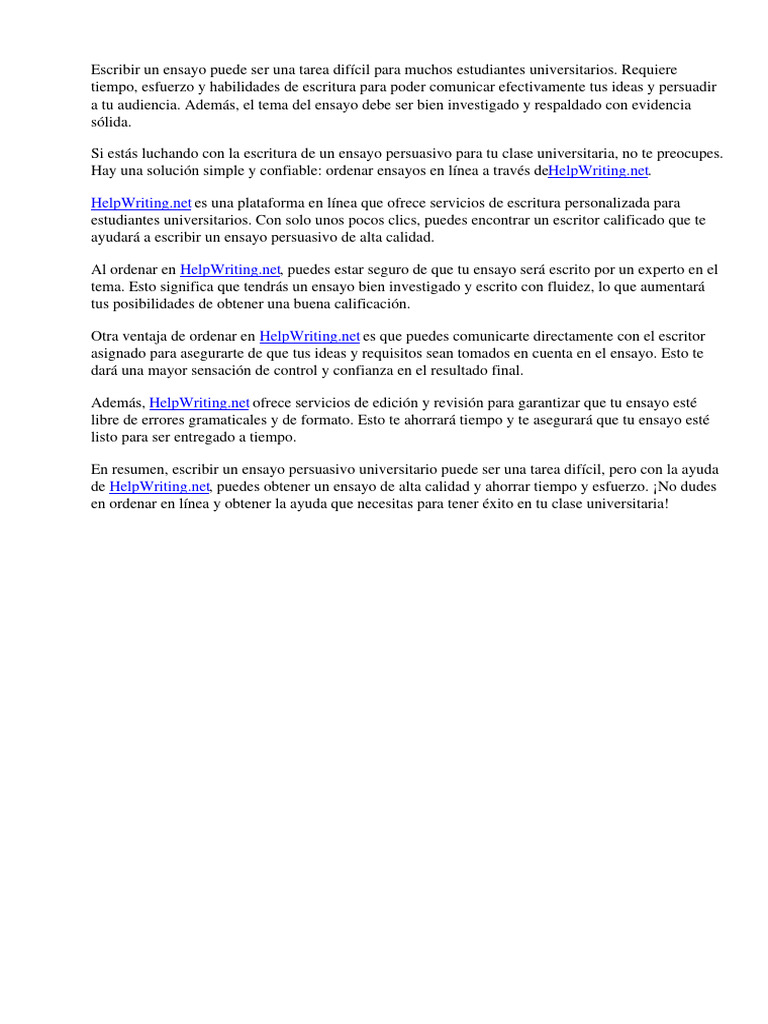 Ejemplo de Un Ensayo Persuasivo Universitario | PDF | Ensayos ...